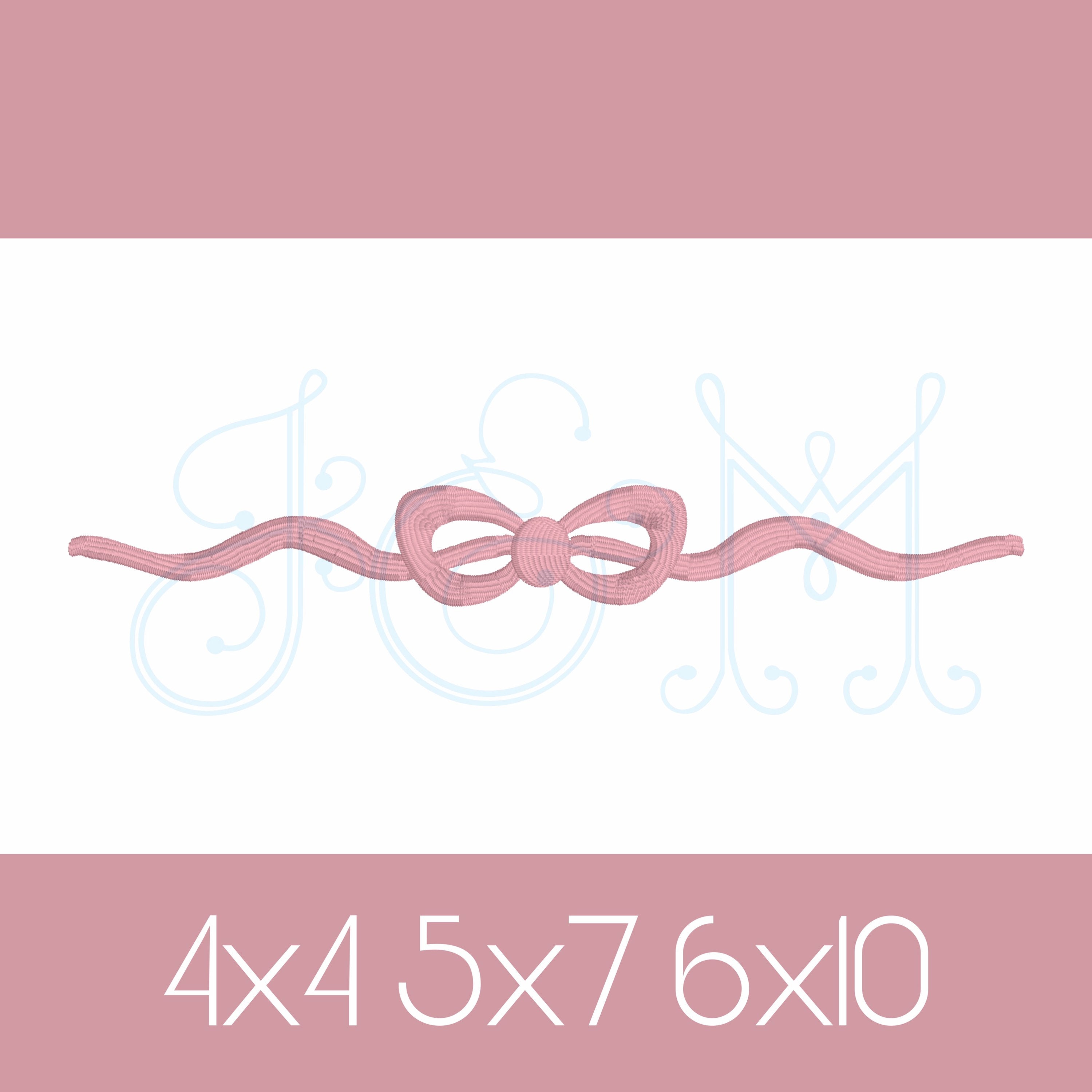 Simple Bow Long Tail Line Border Monogram Frame Satin Stitch | Etsy
