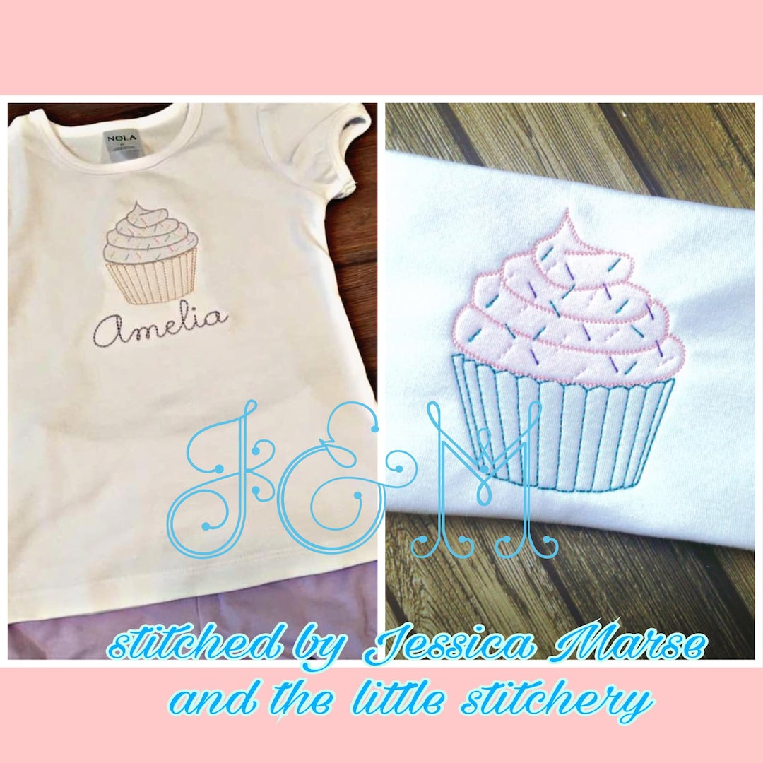 Shadow Embroidery Vintage Stitch 4x4 Cupcake With Sprinkles Embroidery ...