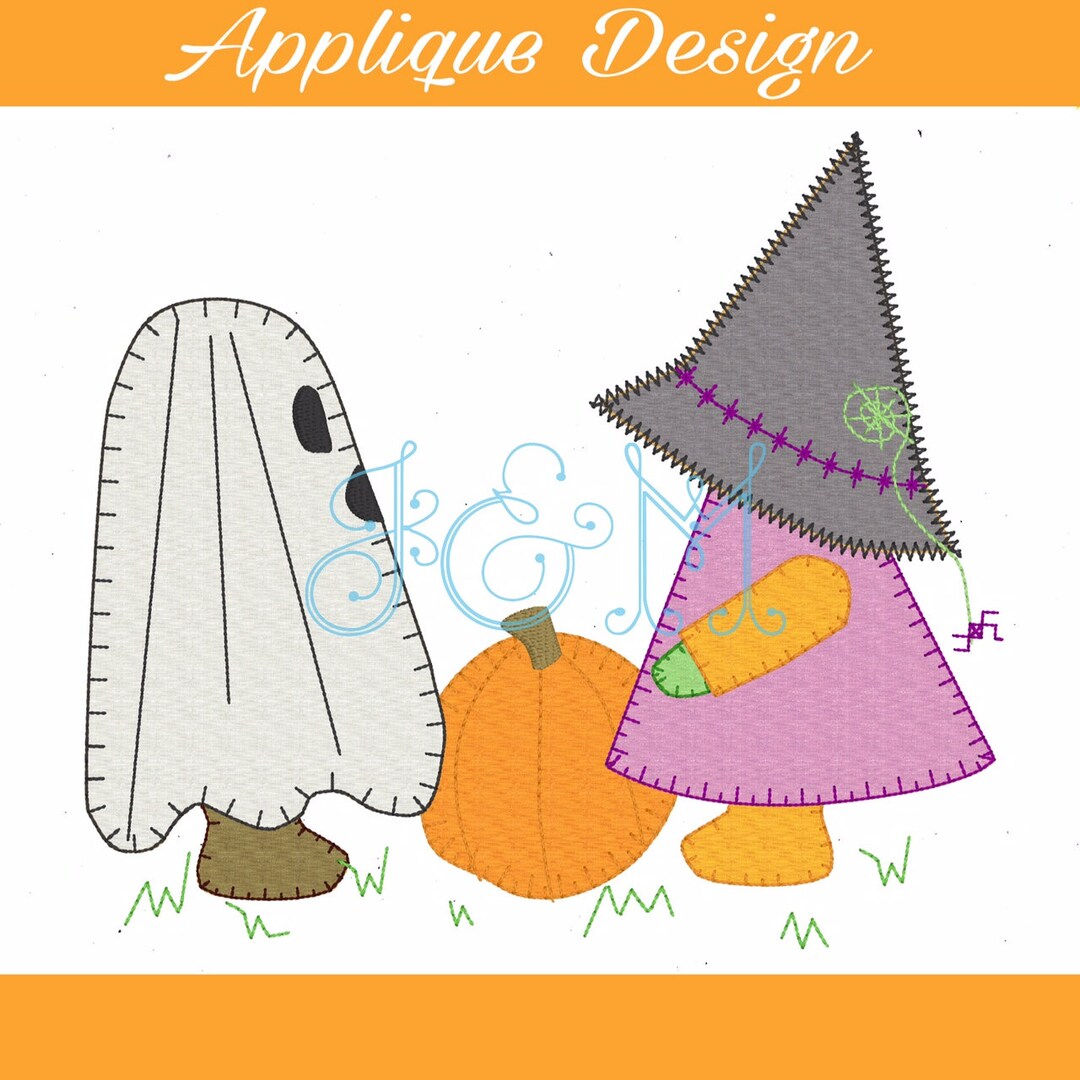 Halloween Bonnets Ghost and Witch Vintage Style Applique Machine ...