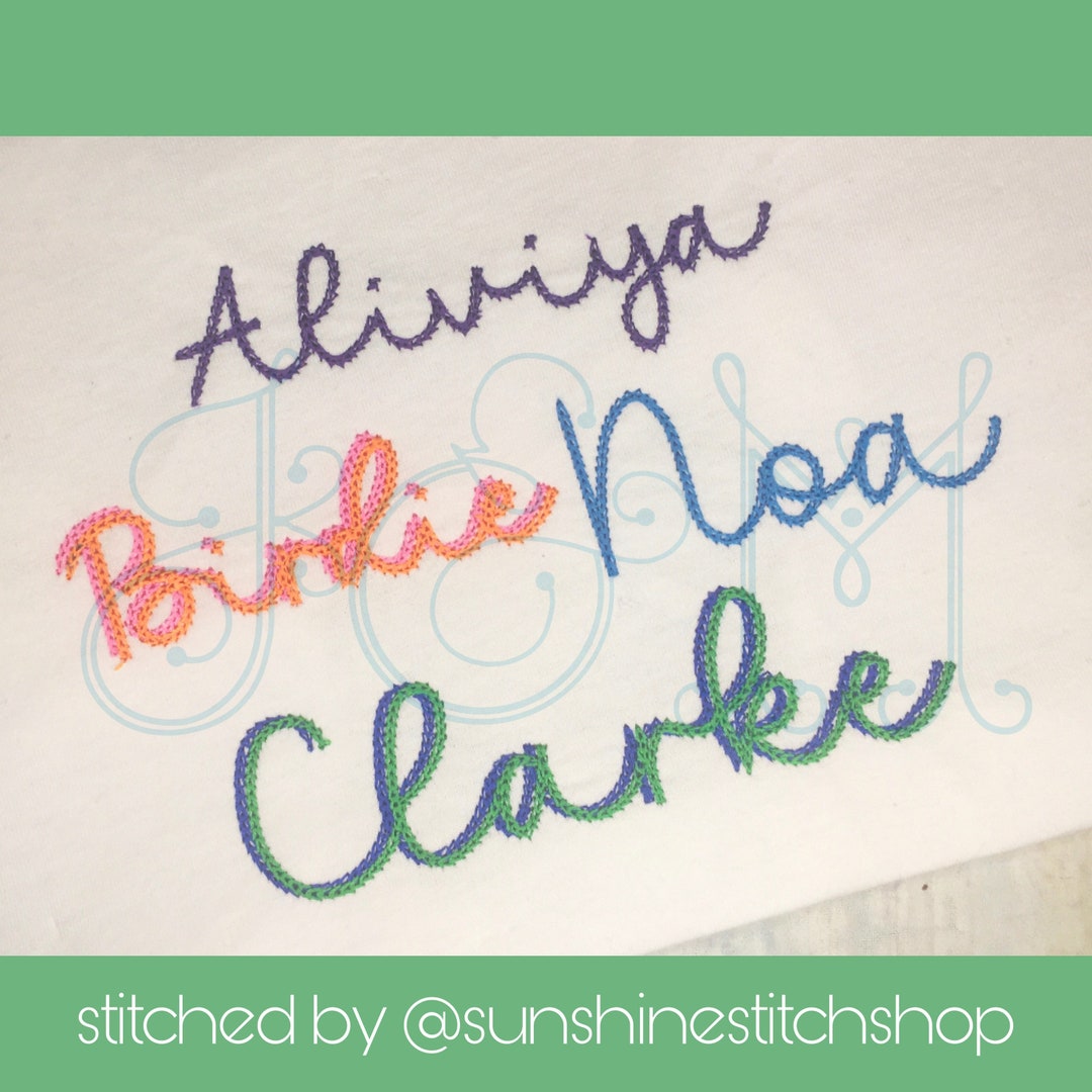 Rebecca Chain Stitch Font Handwriiten Script Thick Bean Retro Hand ...
