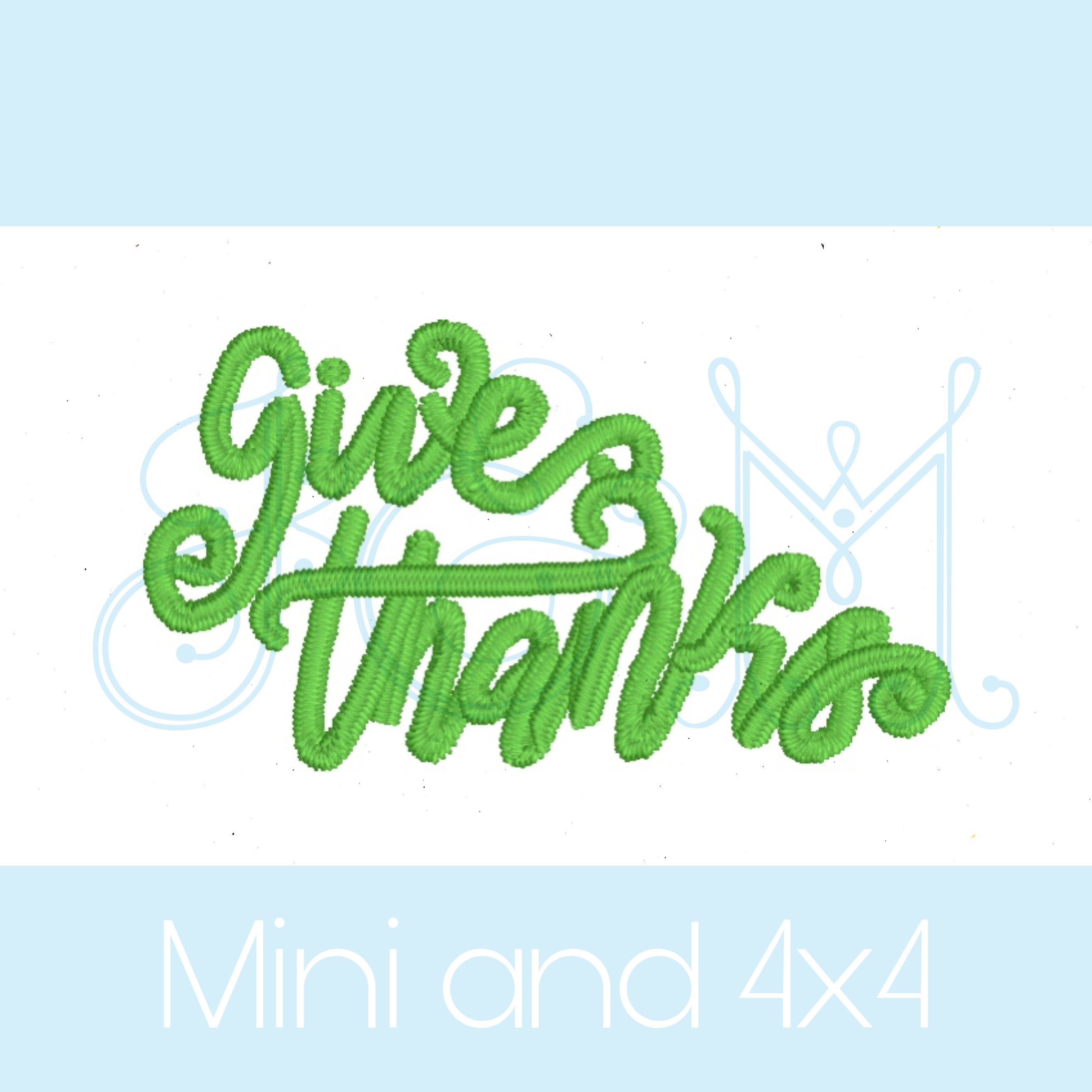 Give Thanks Curly Script Typography Satin Stitch Vintage Style | Etsy