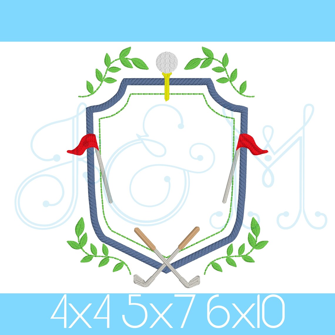 Golf Tournament Monogram Frame Crest Shield Satin and Fill - Etsy