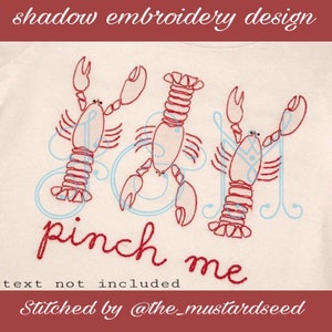 Crawfish Lobster Vintage Stitch Shadow Work Embroidery Design | Etsy
