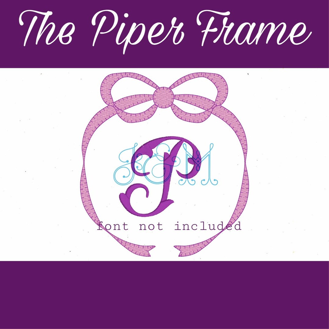 The Piper Bow Heirloom Bow Monogram Wreath Frame Blanket Stitch ...