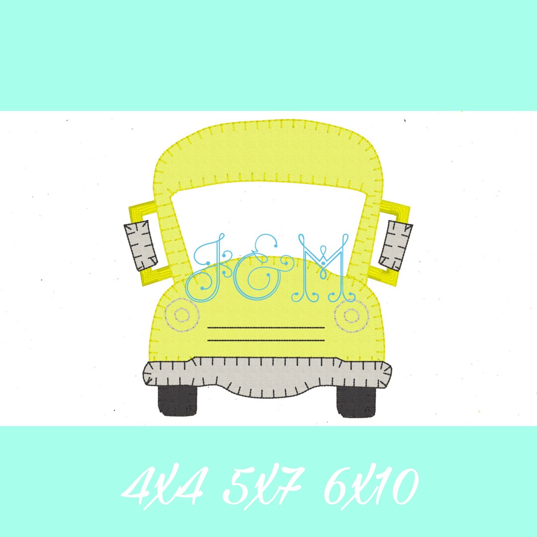 School Bus Blanket Stitch Applique Vintage Style Machine Embroidery ...