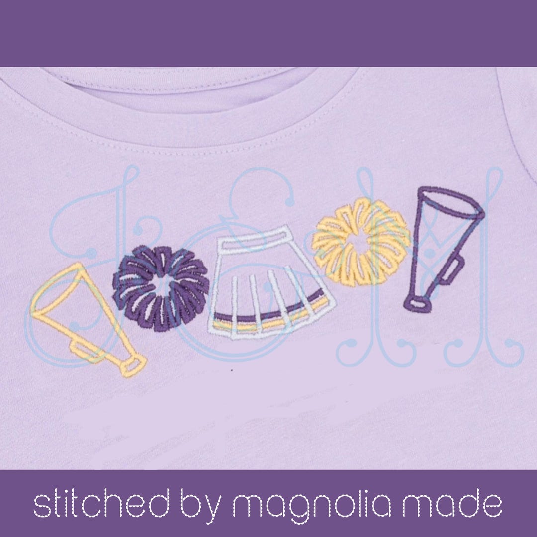 Cheerleading Icon Line of 5 Bean Satin Stitch Vintage Style Machine ...