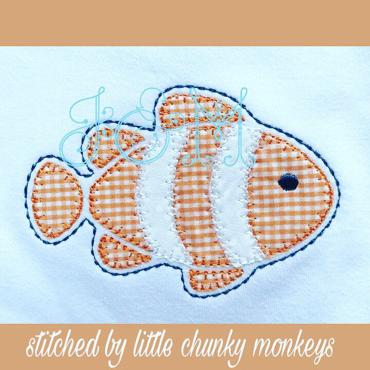 6x10 Blanket Stitch Clown Fish Vintage Style Applique Machine | Etsy