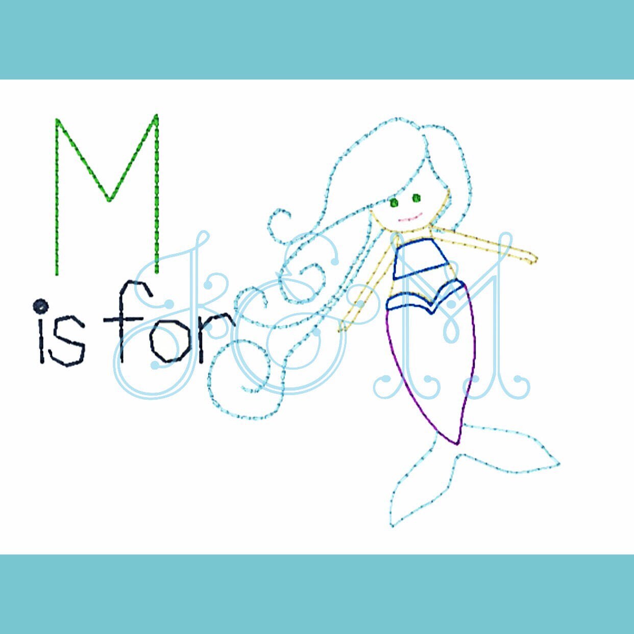M is for Mermaid Bean Stitch Quick Running Stitch Outline | Etsy