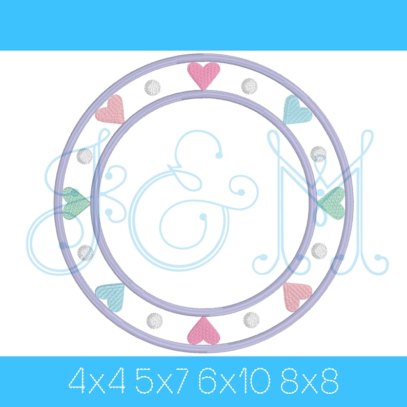 Valentine's Day Pastel Rainbow Knot Heart Circle Monogram Frame Machine ...