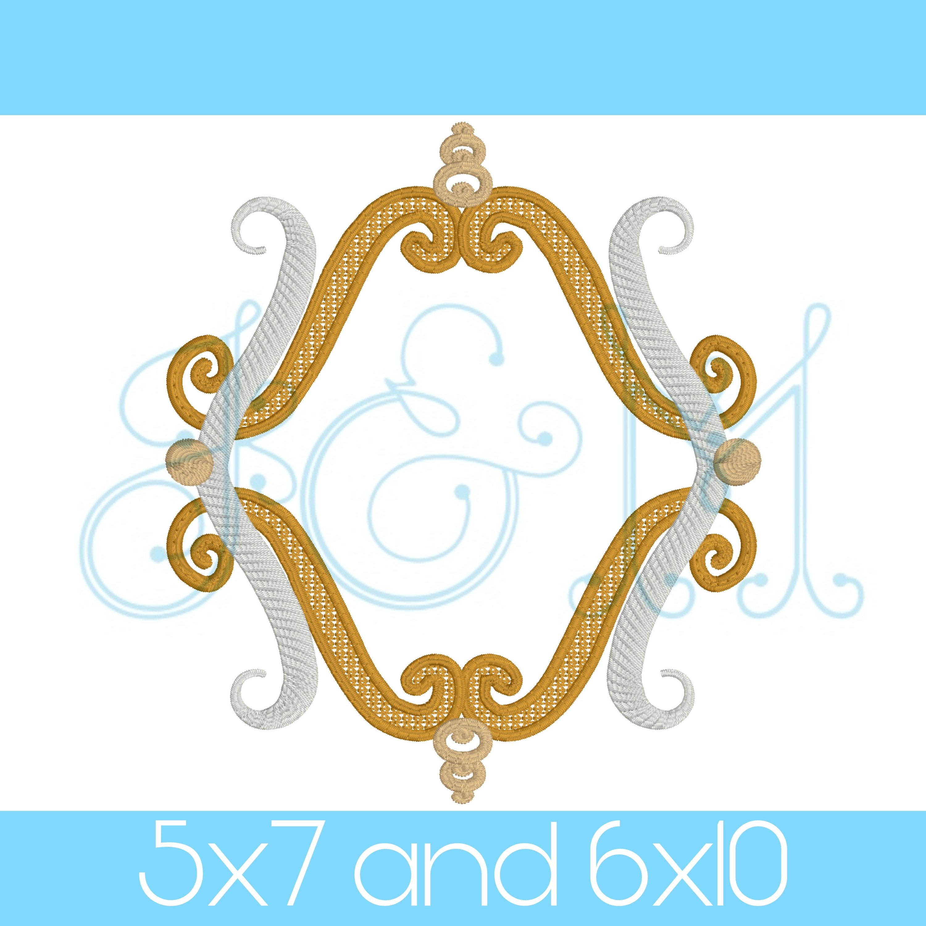 Fancy French Monogram Frame 1 Border Satin Stitch Motif Swirl | Etsy