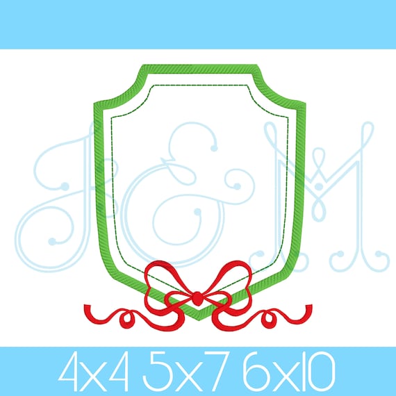 Noel Bow Bottom Monogram Crest Frame Satin Stitch Border - Etsy