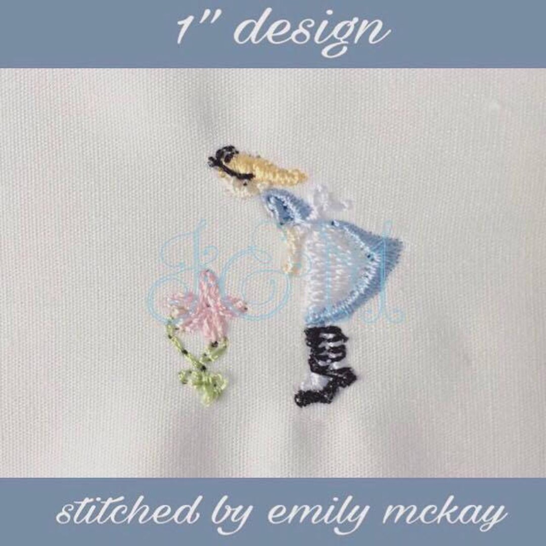 Alice and Flower Mini Motif Vintage Style Machine Embroidery Design - Etsy
