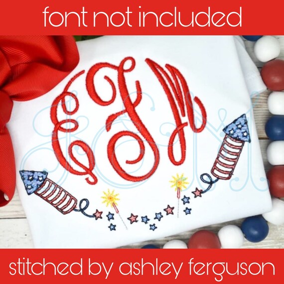 Fourth of July Firework Sparkler Firecracker Monogram Border - Etsy