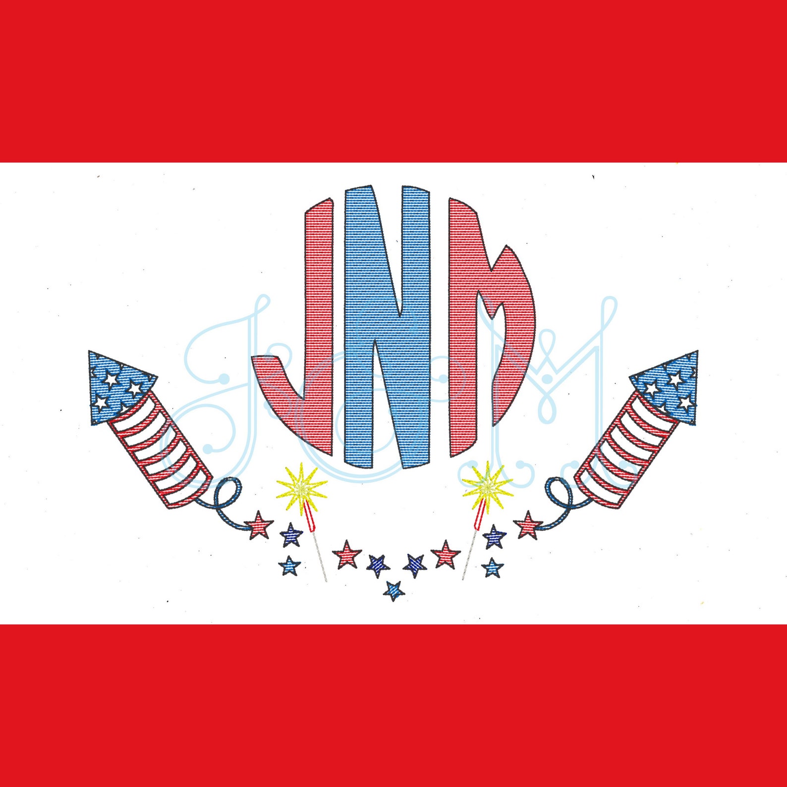 Fourth of July Firework Sparkler Firecracker Monogram Border | Etsy