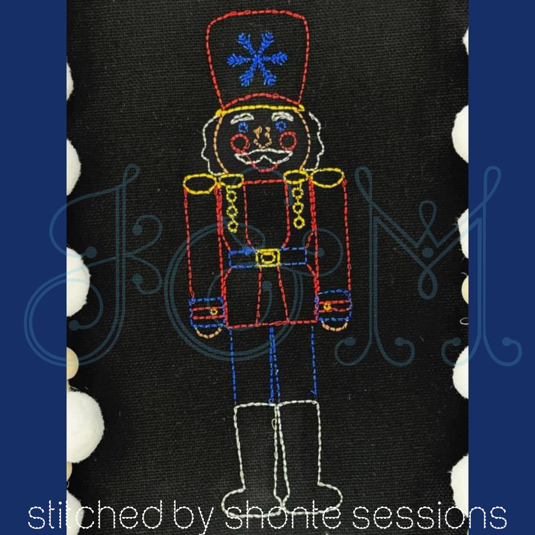 Classic Nutcracker Running Bean Stitch Outline Christmas Vintage Style ...