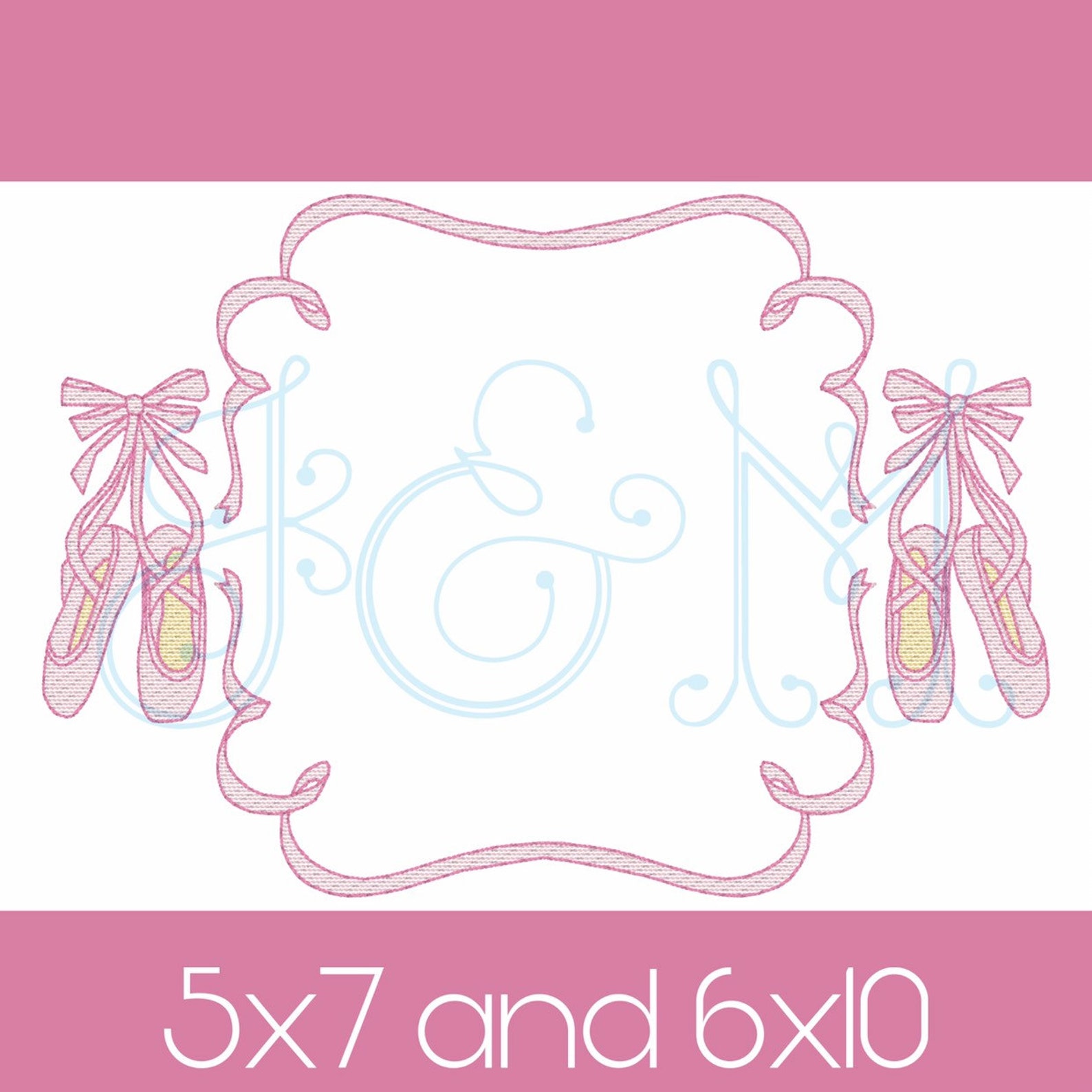 Ballerina Ballet Side Slipper Ribbon Monogram Frame Border Sketch Fill ...