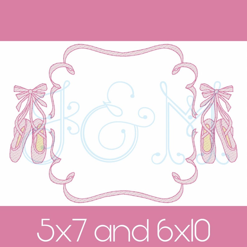 Ballerina Ballet Side Slipper Ribbon Monogram Frame Border | Etsy