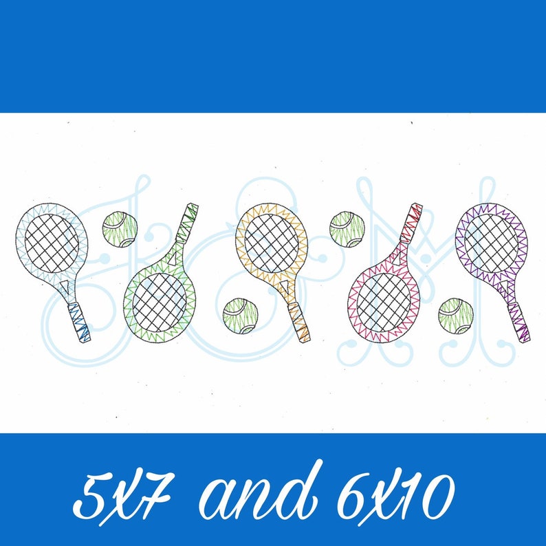 Tennis Racket and Ball Line of 5 Row Border Doodle Bean Stitch - Etsy