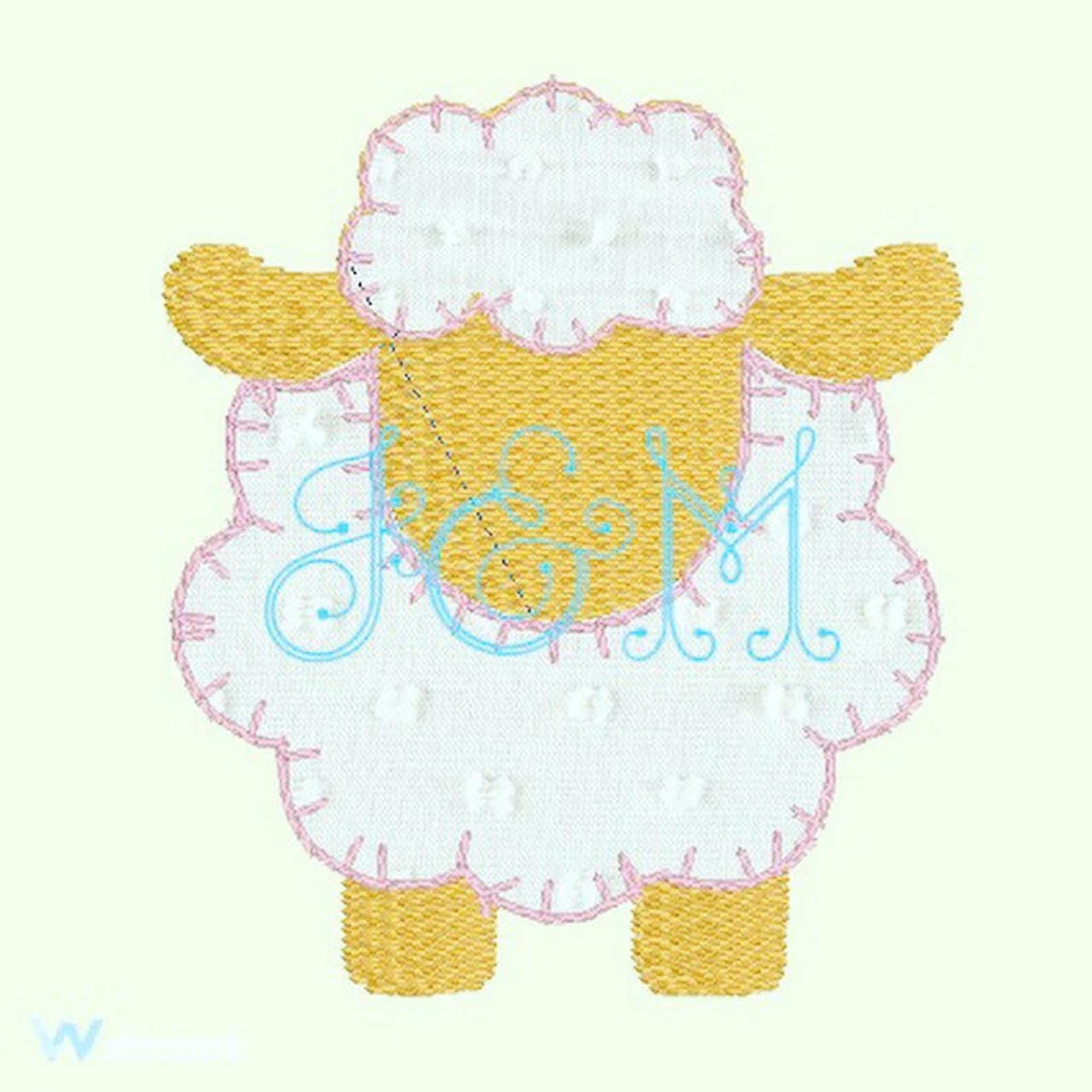 Vintage Style Lamb Applique Embroidery Design - Etsy