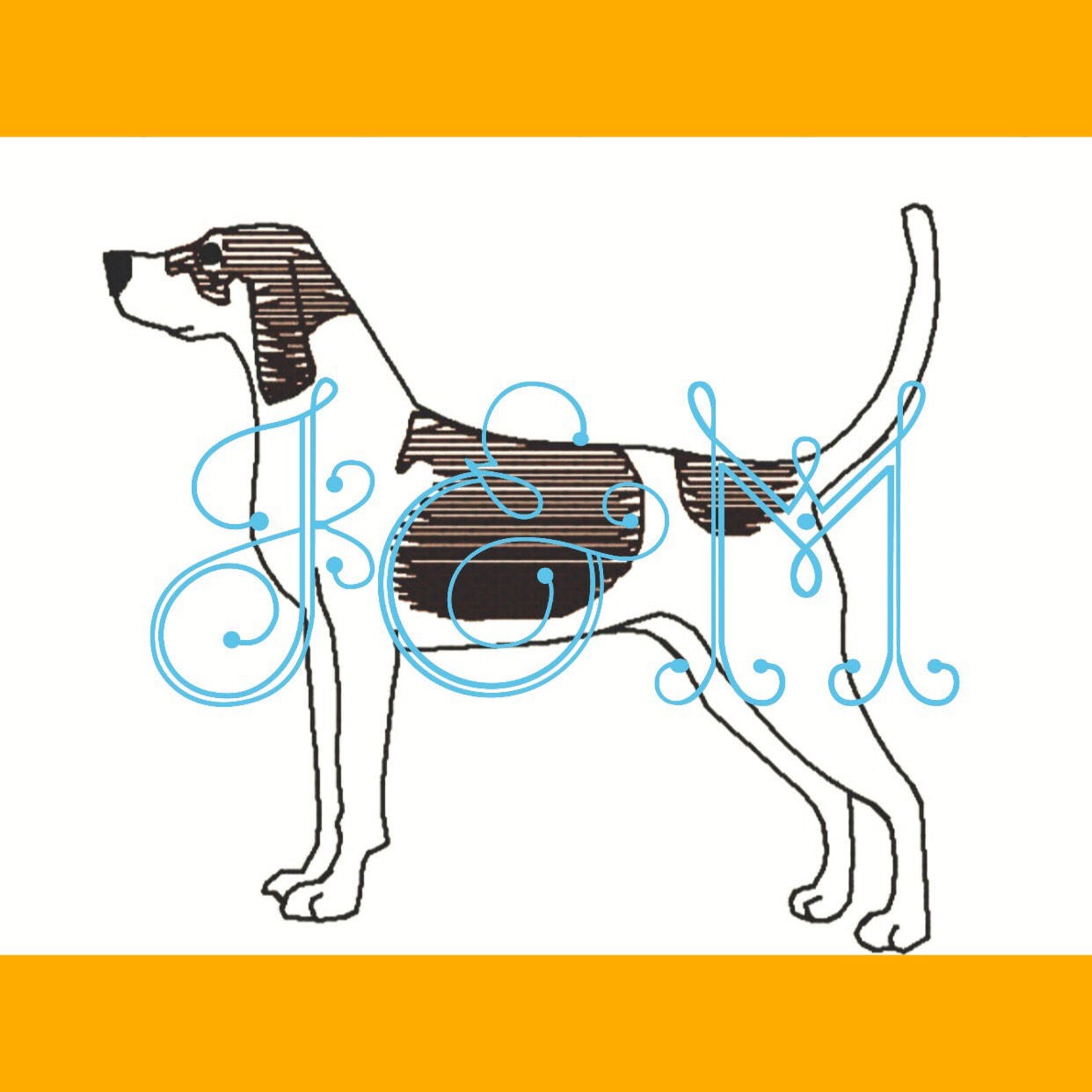 Sketch Blue Tick Hound Dog Vintage Stitch Sketch Embroidery Design - Etsy