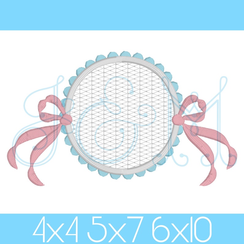 Circle Motif Fill Scallop Edge Monogram Frame With Side Bows - Etsy