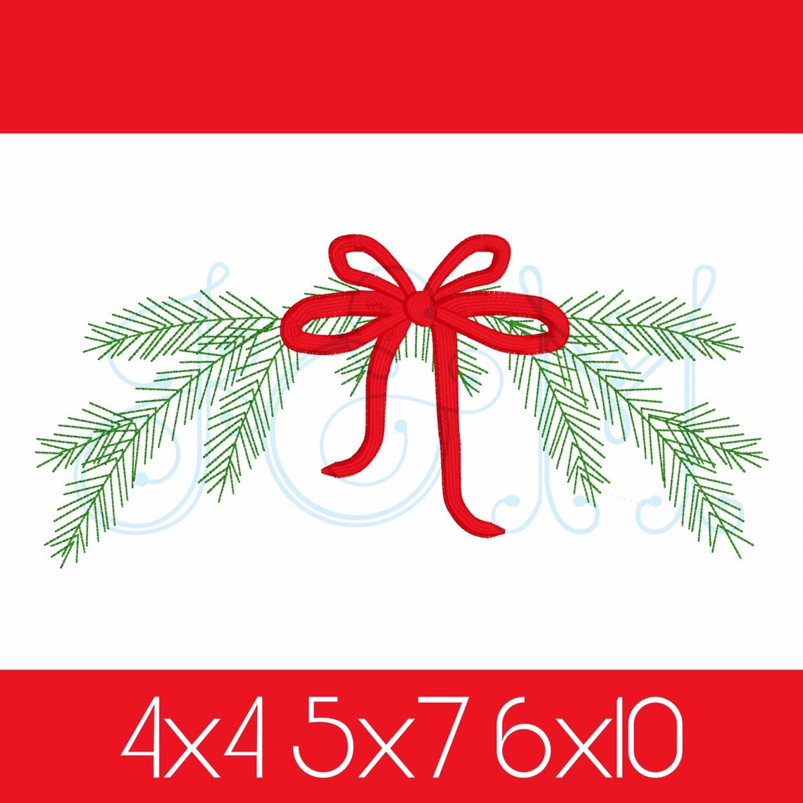 Christmas Garland With Fancy Bow Corner Swash Monogram Frame - Etsy