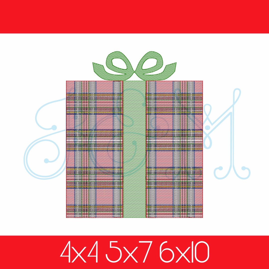 Tartan Christmas Gift Machine Embroidery Design (digital Download) - Etsy