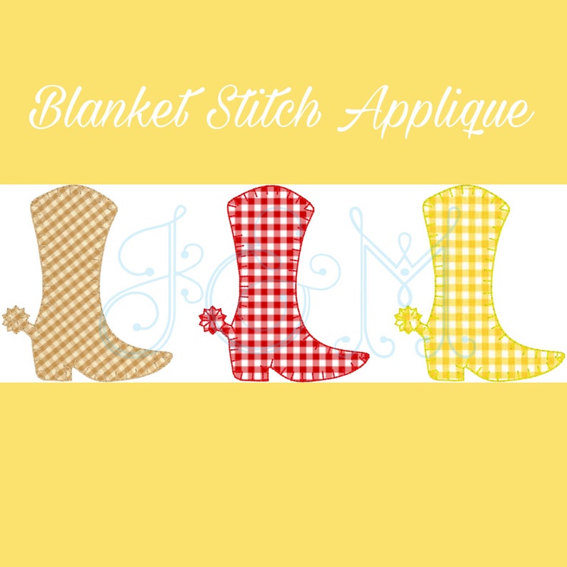 Cowboy Boot Trio Blanket Stitch Applique Vintage Stitch Vintage Style ...