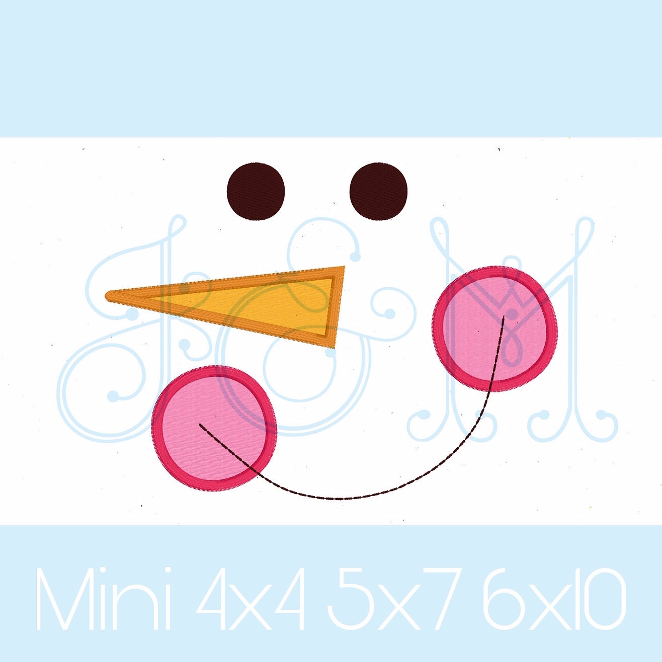 Frosty Snowman Face Smile Christmas Winter Satin Stitch Applique ...