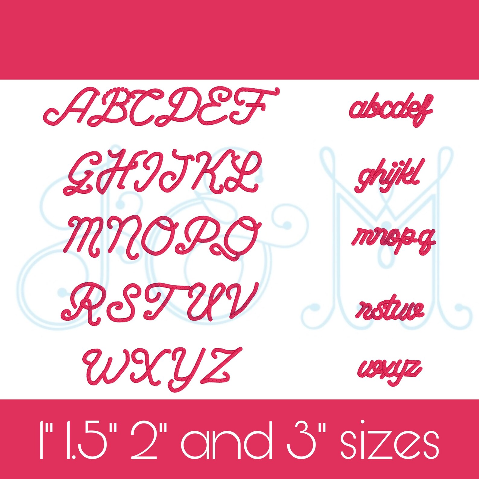 Jasmine Font - Satin Stitch With Bean Stitch Top Stitch Retro Hand ...