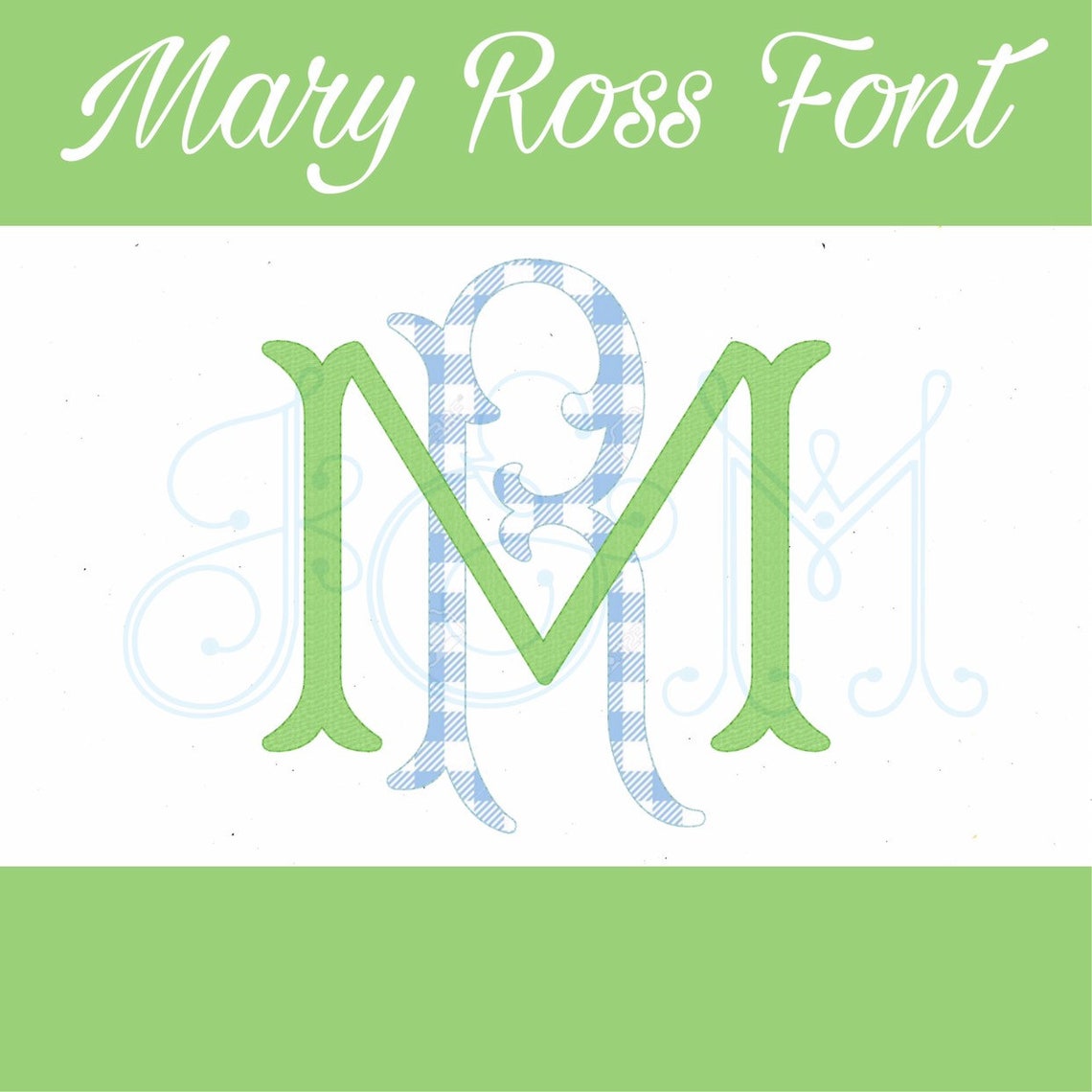 Mary Ross Antique Double Two Letter Monogram Bean Stitch Raggy Applique ...