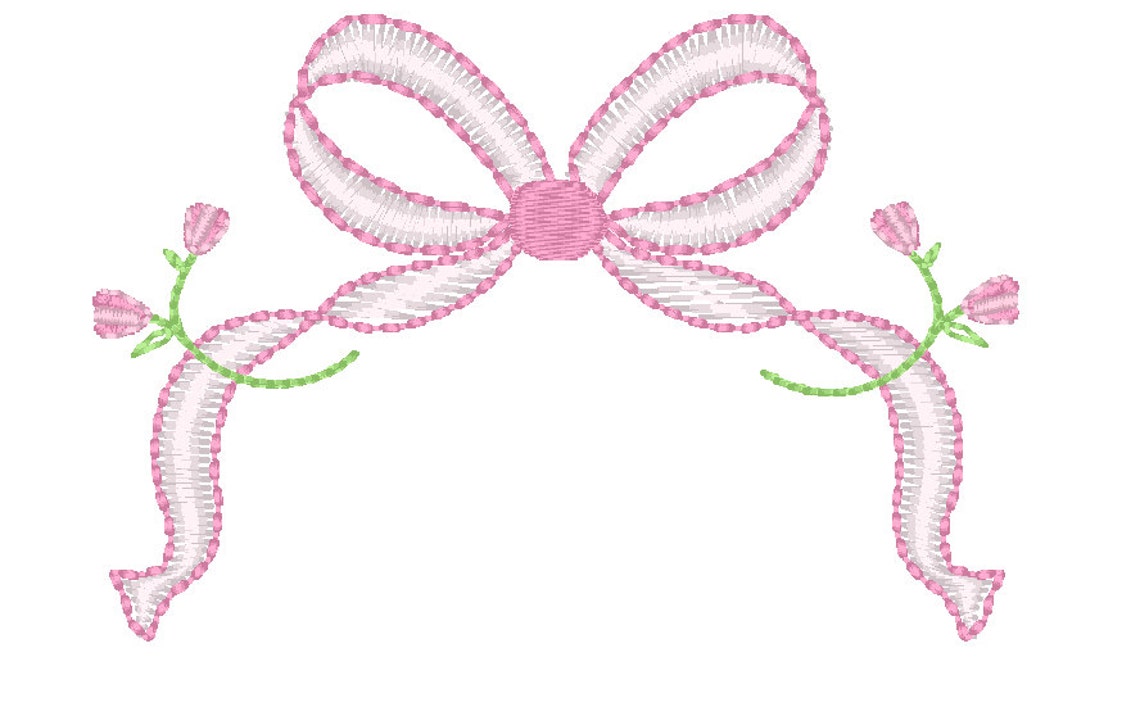 Stunning Heirloom Shadow Work Machine Embroidery Design Bow and Bullion ...