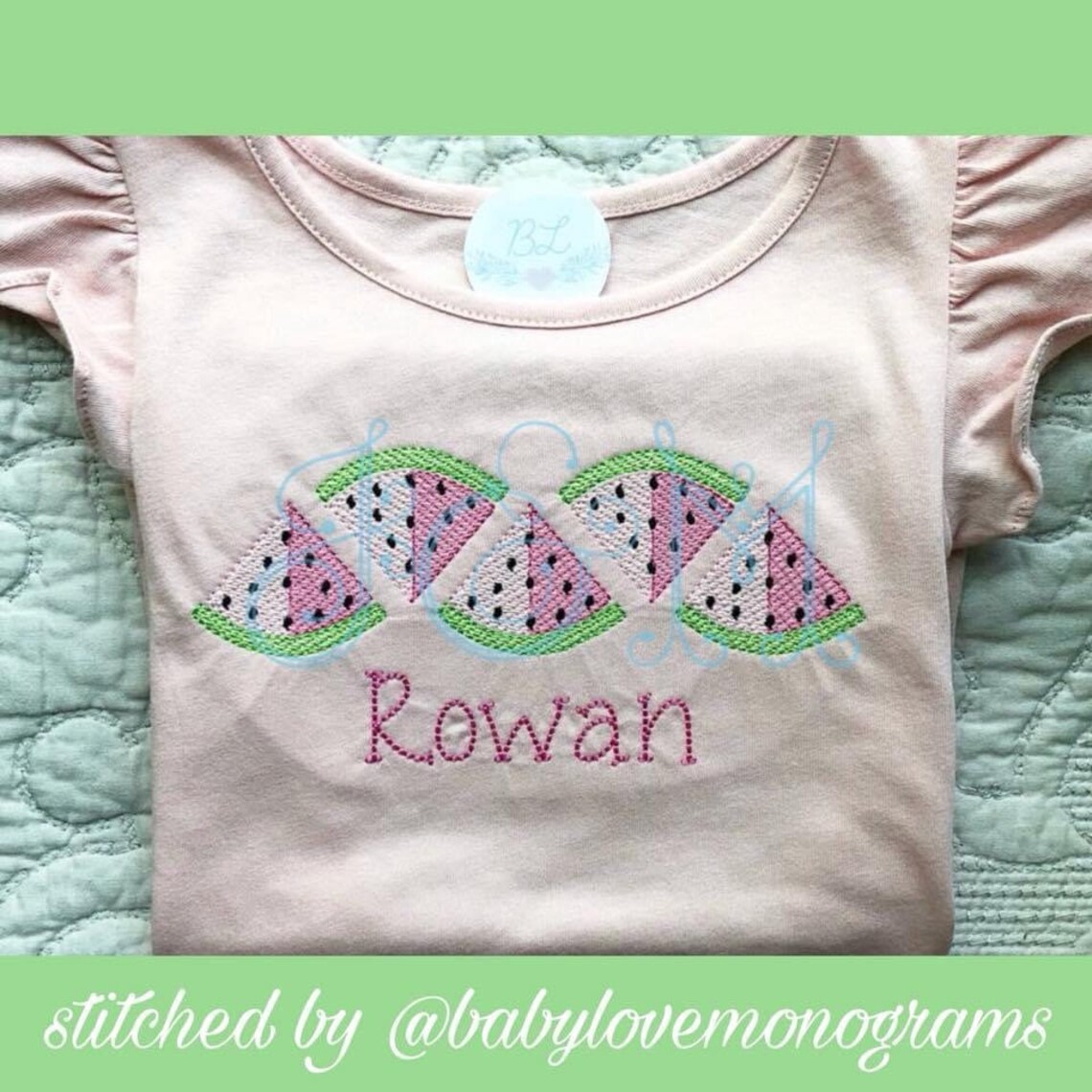 Watermelon Slice Line Border Two Tone Sketch Bean Stitch | Etsy