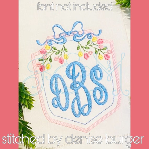 Tulip Floral Flower Heirloom Bow Topper Monogram Frame Crest - Etsy