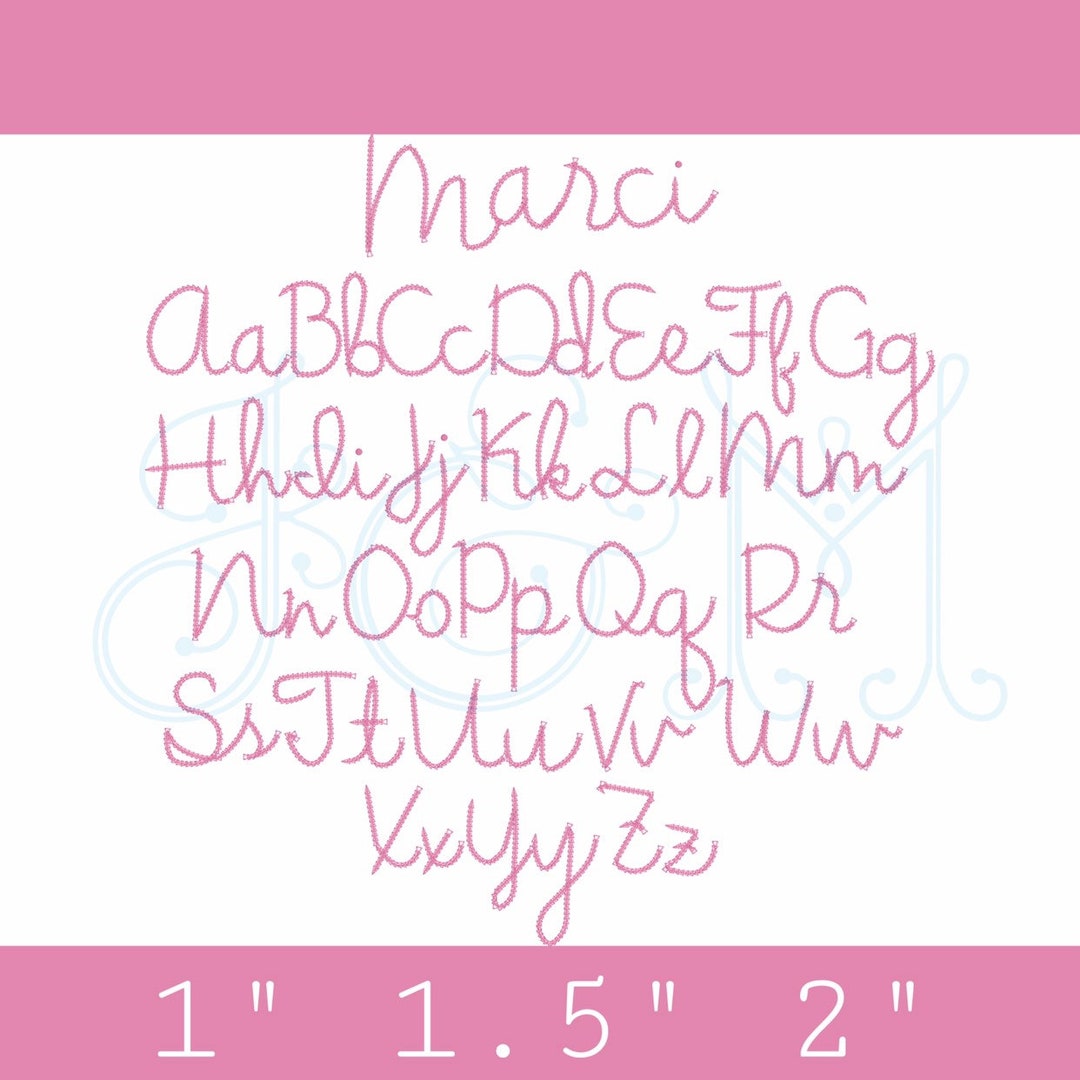 Marci Handwritten Chain Stitch Bean Stitch Font Alphabet With BX Format ...