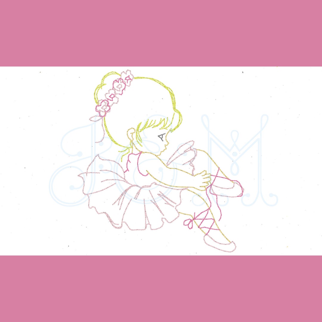 Little Dancer Tiny Ballerina Vintage Stitch Sketch Machine Embroidery ...