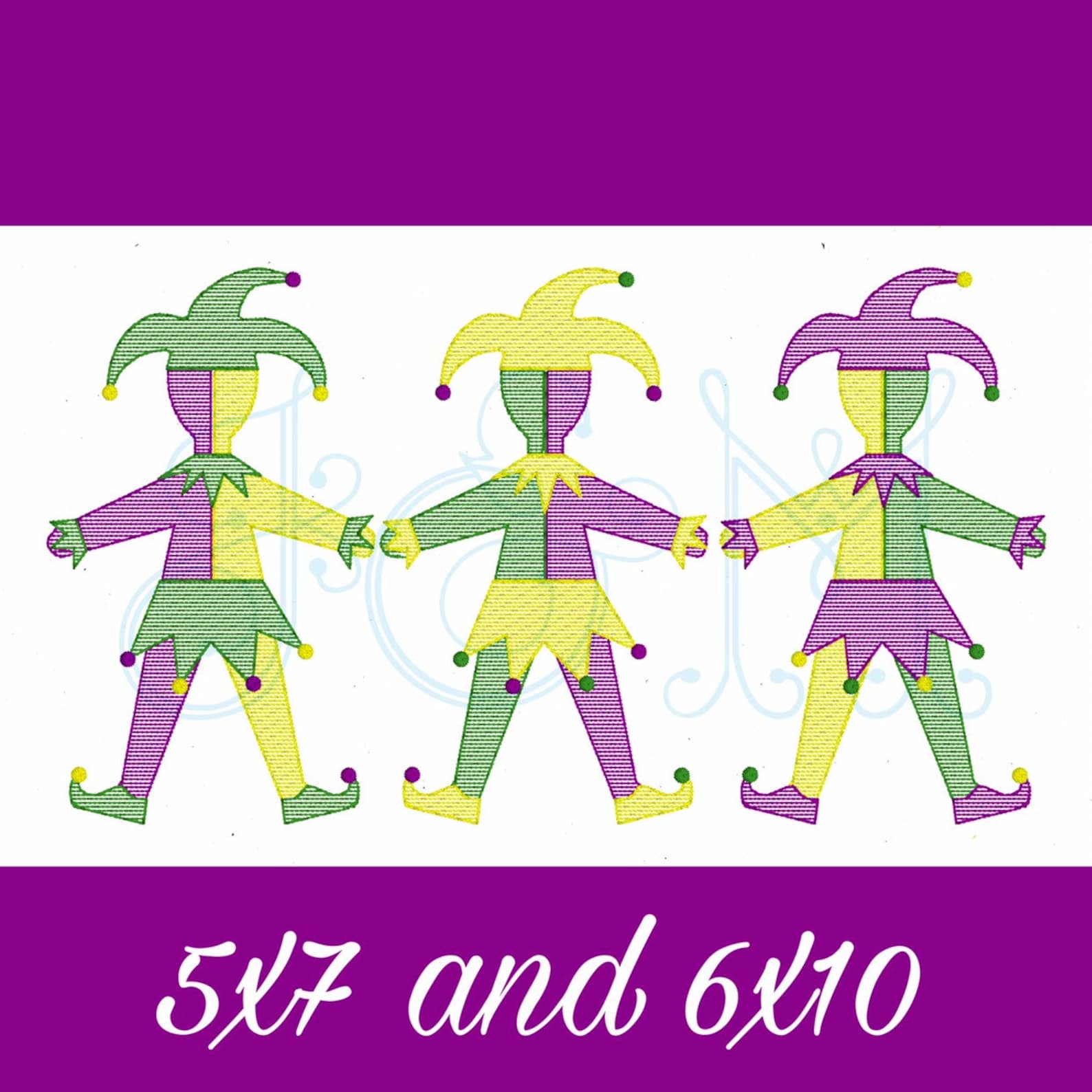 Mardi Gras Jester Paper Doll Chain Trio Line of Three Row | Etsy