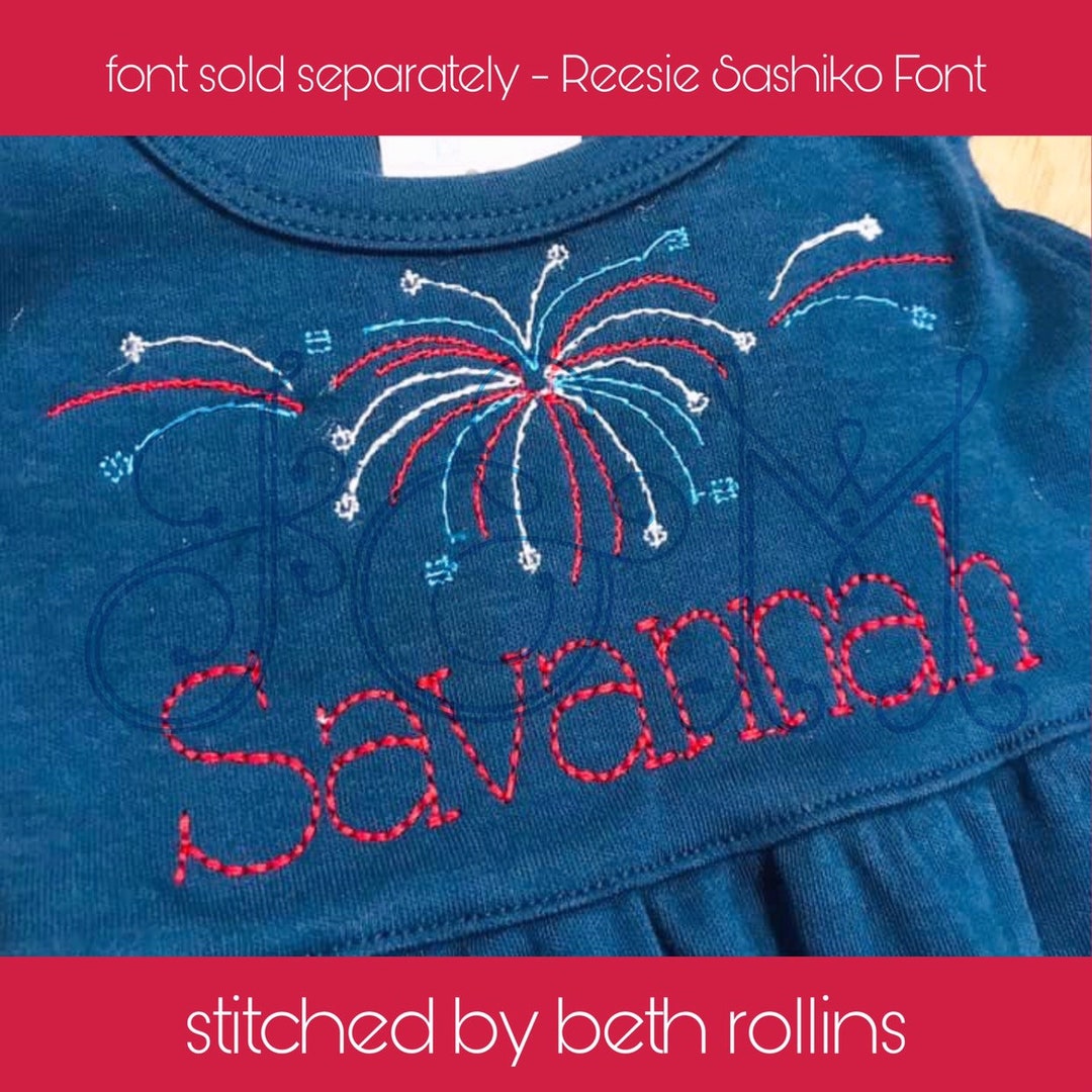 Fourth of July Patriotic Firework Bean Stitch Sparkler Motif Quick ...