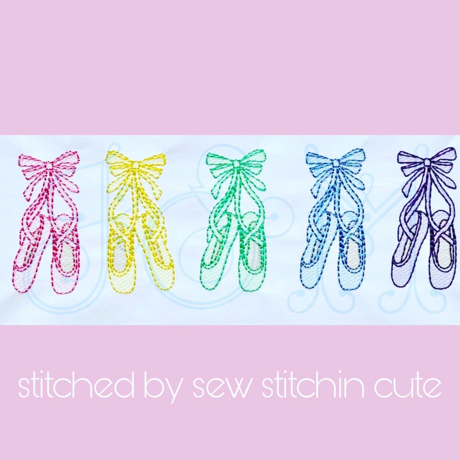 Rainbow Ballerina Pointe Shoe Ballet Slipper Line of 5 With Ribbons ...