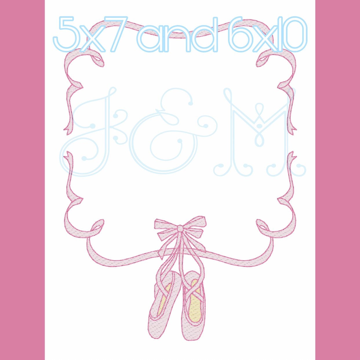 Ballerina Ballet Slipper Ribbon Monogram Frame Border Sketch | Etsy