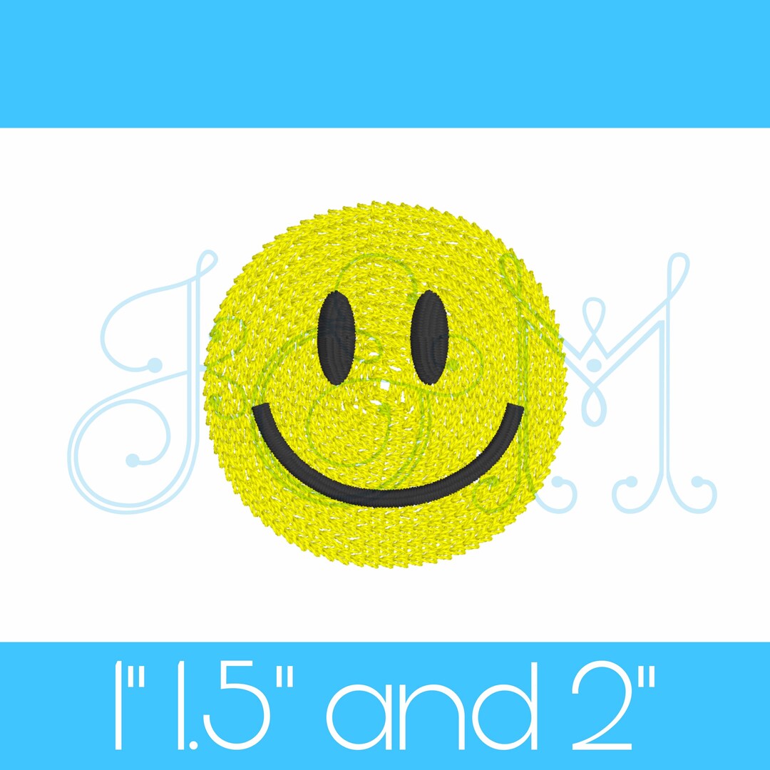 Retro Smiley Face Chain Stitch Mini Motif Quick Stitch Vintage Style ...