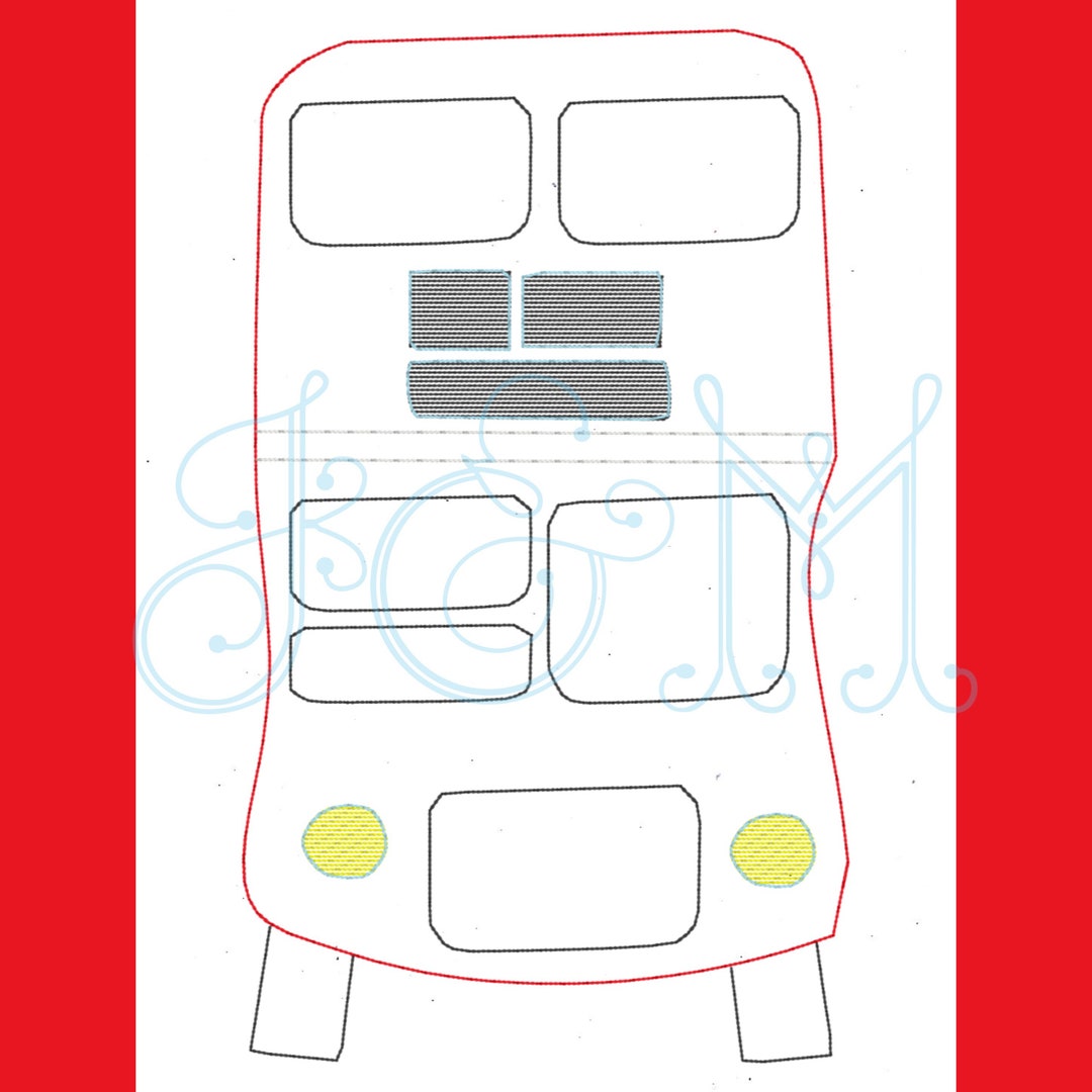 Double Decker Bus Vintage Stitch Machine Embroidery Design 5x7 - Etsy