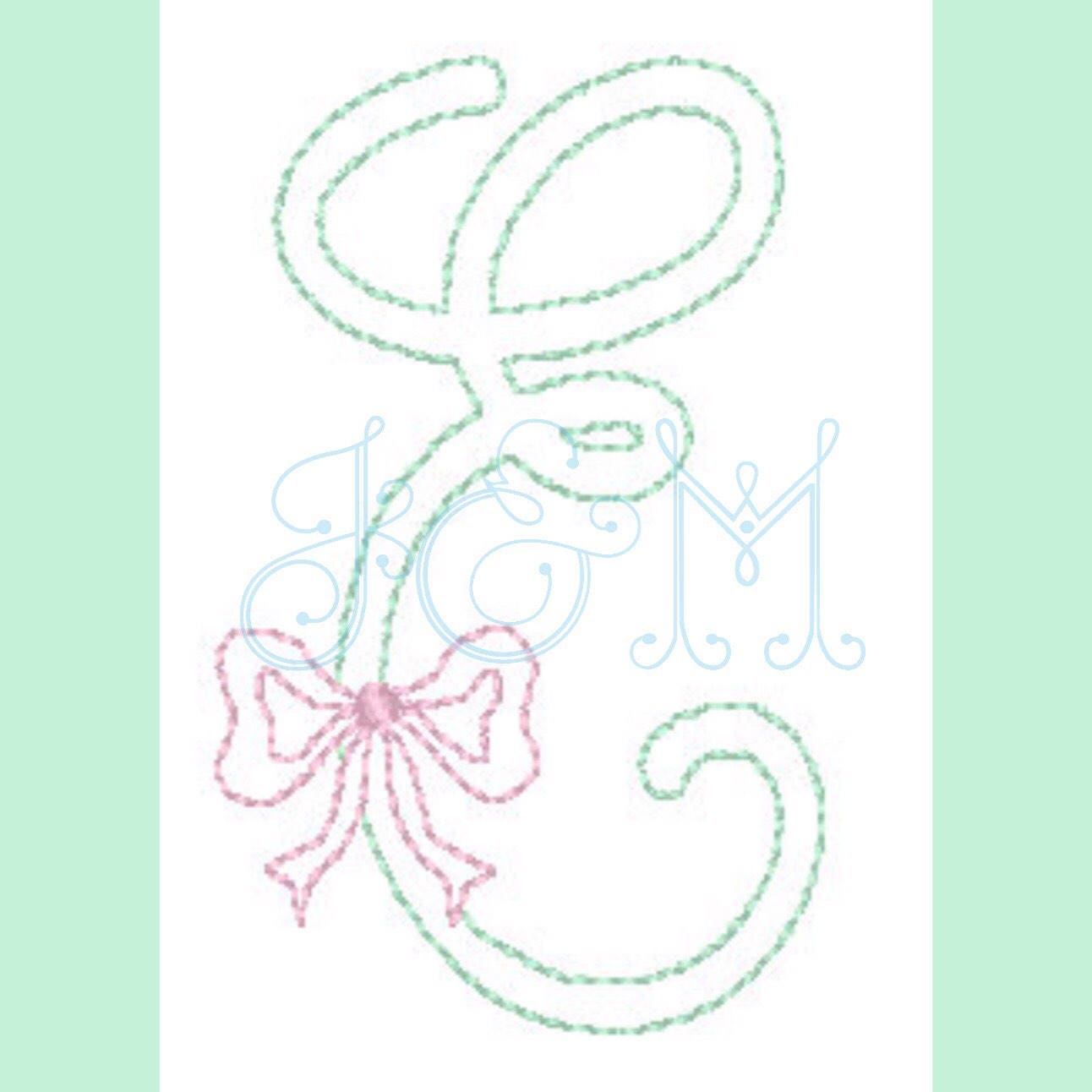 3 Inch Hand Drawn Letter E Monogram Initial With Bow Vintage Style - Etsy
