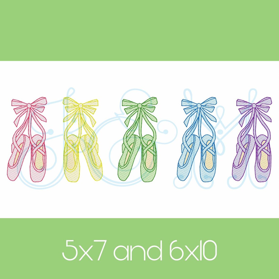 Rainbow Ballerina Pointe Shoe Ballet Slipper Line of 5 With Ribbons ...