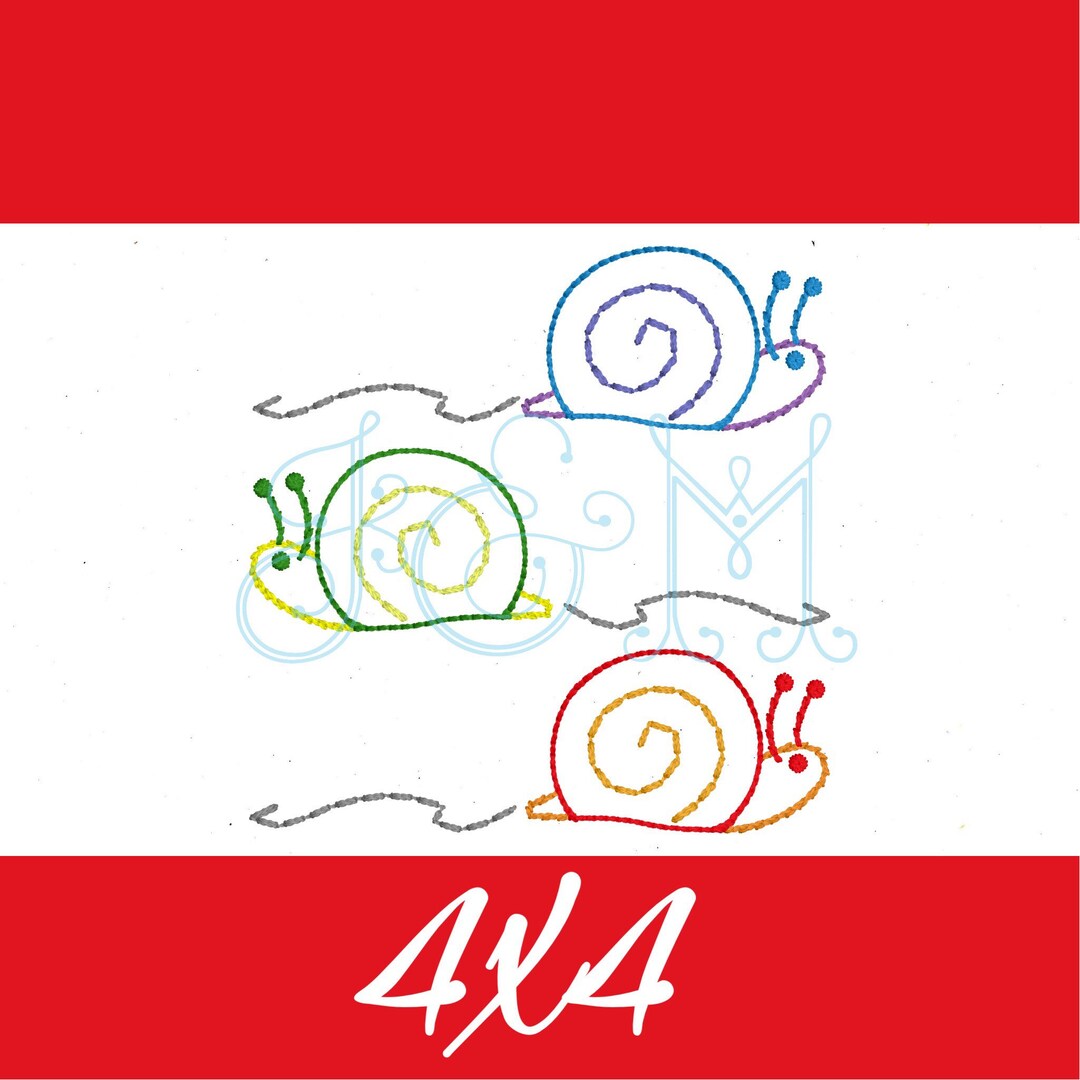 Folk Art Snail Stack Trio Vertical Line Bean Stitch Vintage Style ...