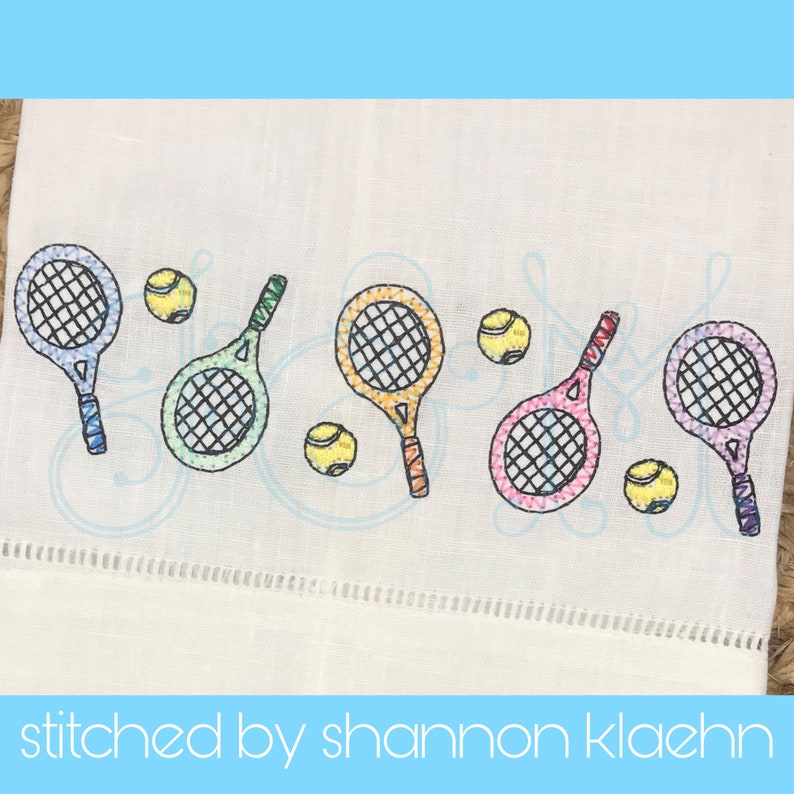 Tennis Racket and Ball Line of 5 Row Border Doodle Bean Stitch - Etsy