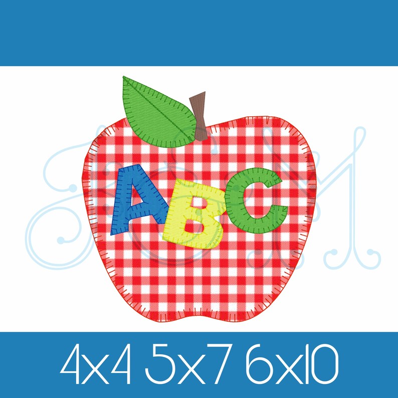 ABC Apple Back to School First Day Blanket Stitch Applique - Etsy
