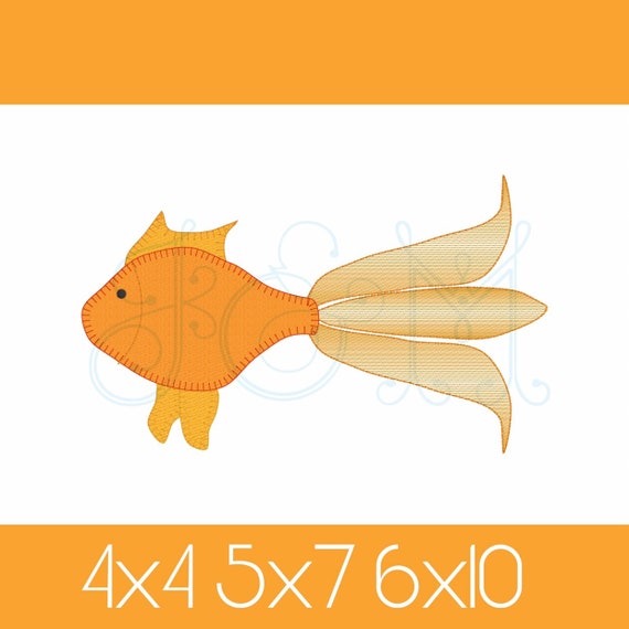 Fancy Fish Blanket Stitch Applique With Sketch Fill Bean | Etsy