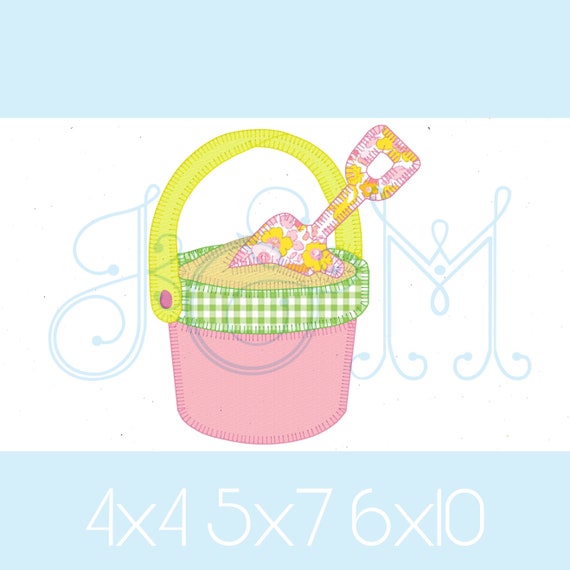 Sand Pail Bucket and Shovel Blanket Stitch Applique Vintage - Etsy