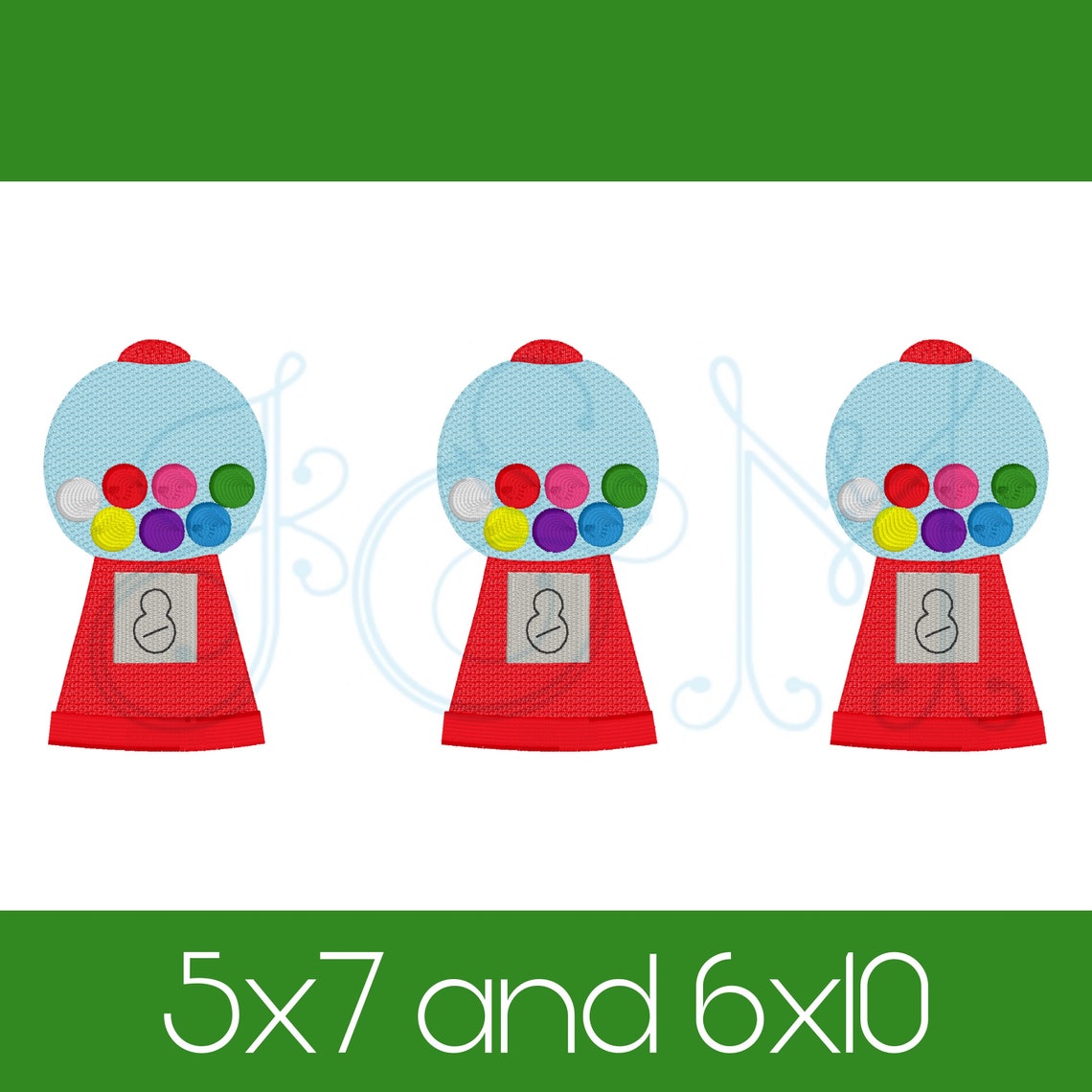 Gumball Candy Machine Trio Line of Three in a Row Sketch Fill | Etsy